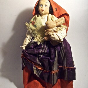 Vintage ITALIAN Marche Native Costume Female Fabric DOLL With Her Pet ...