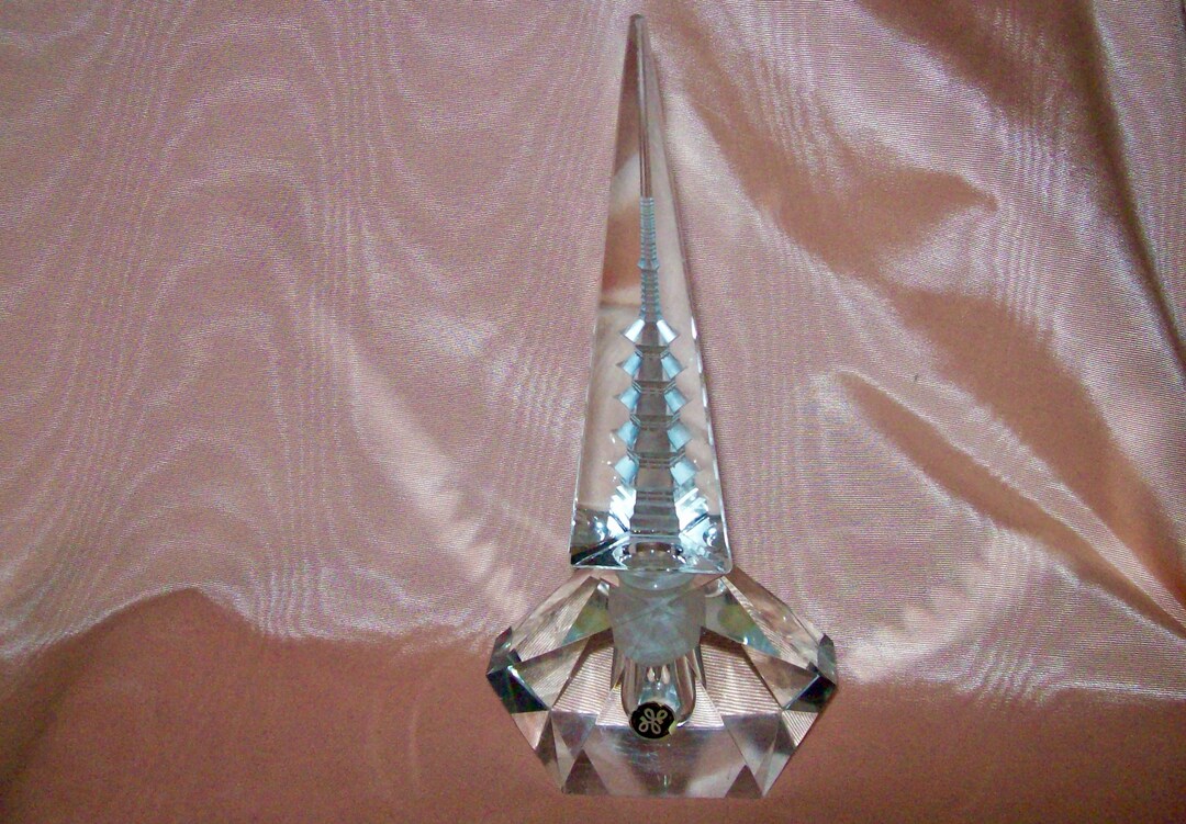 Hoya Glass Works Japanese CRYSTAL PERFUME BOTTLE With Incised Pagoda ...