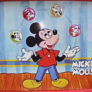 Vintage WALT DISNEY PRODUCTIONS Mickey Mouse Metal Litho Tray Wiyh ...