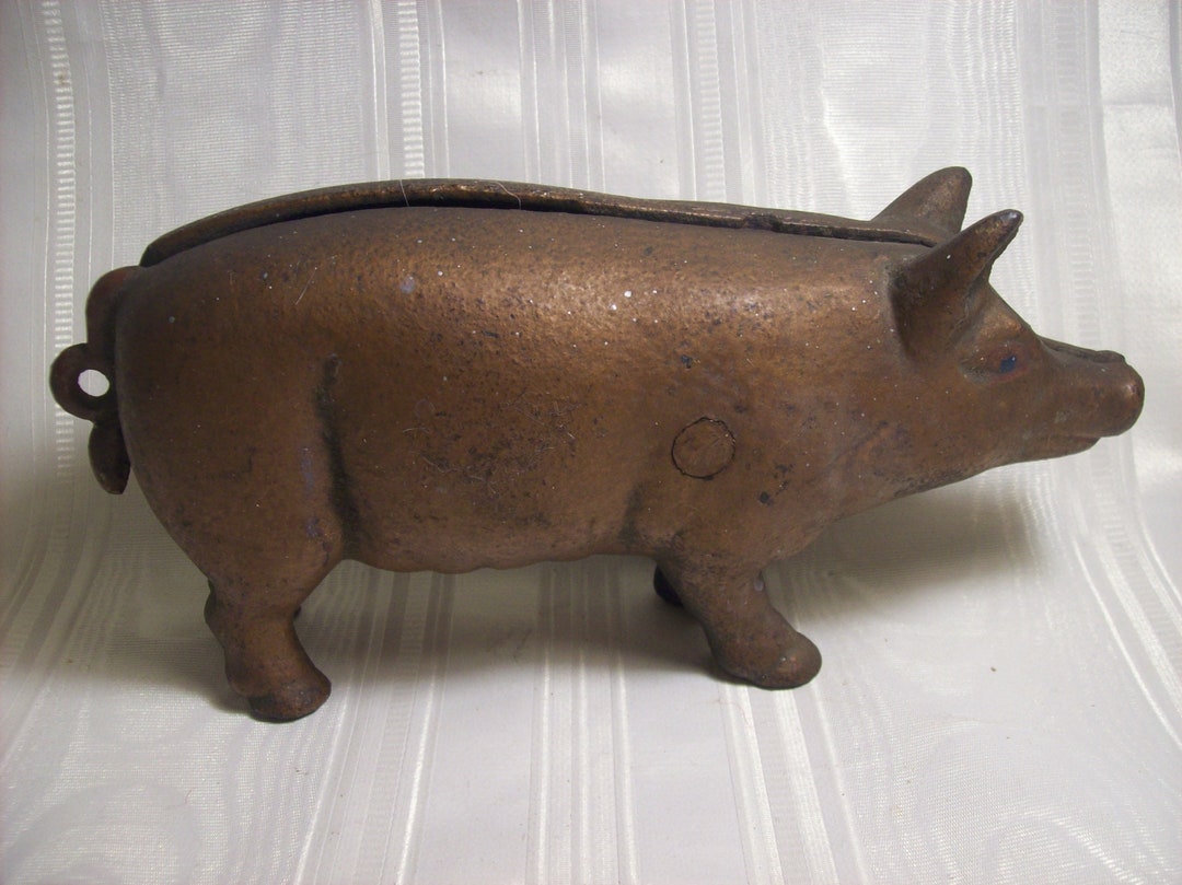 Small Antique Copper Colored CAST Iron Standing PIG Still BANK - Etsy