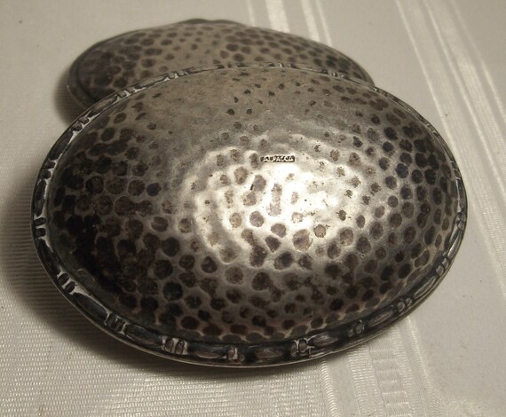 Antique ALPACA SILVER Metal Hand Wrought Oval Hinged … - Gem