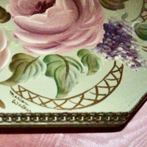 Noted TOLEWARE Artist Marian Walker Large 21 1/4" by 14" Hand Painted ...