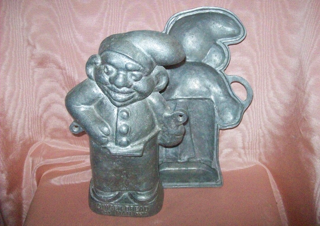 Vintage 12" Tall GINGERBREAD MAN Cake MOLD of Cast Aluminum 2-pc Set - Etsy