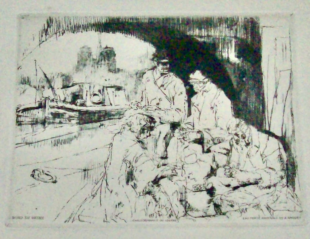 Louvre Museum Chalcographie Blind Mark Stamped ETCHING by French Artist ...