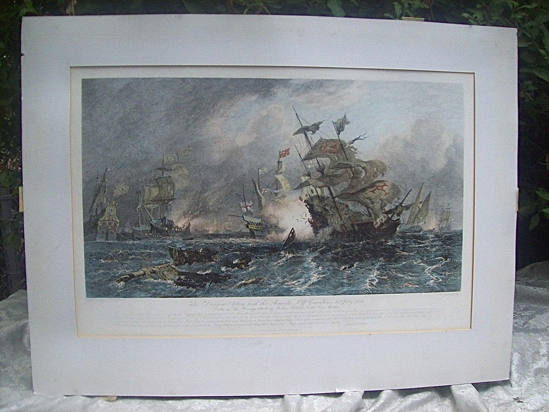 Large 1882 David Law Etching NAUTICAL ART PRINT From Oswald Brierly ...