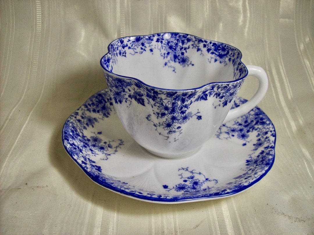 SHELLEY Fine Bone China From England DAINTY BLUE Pattern Cup and Saucer ...