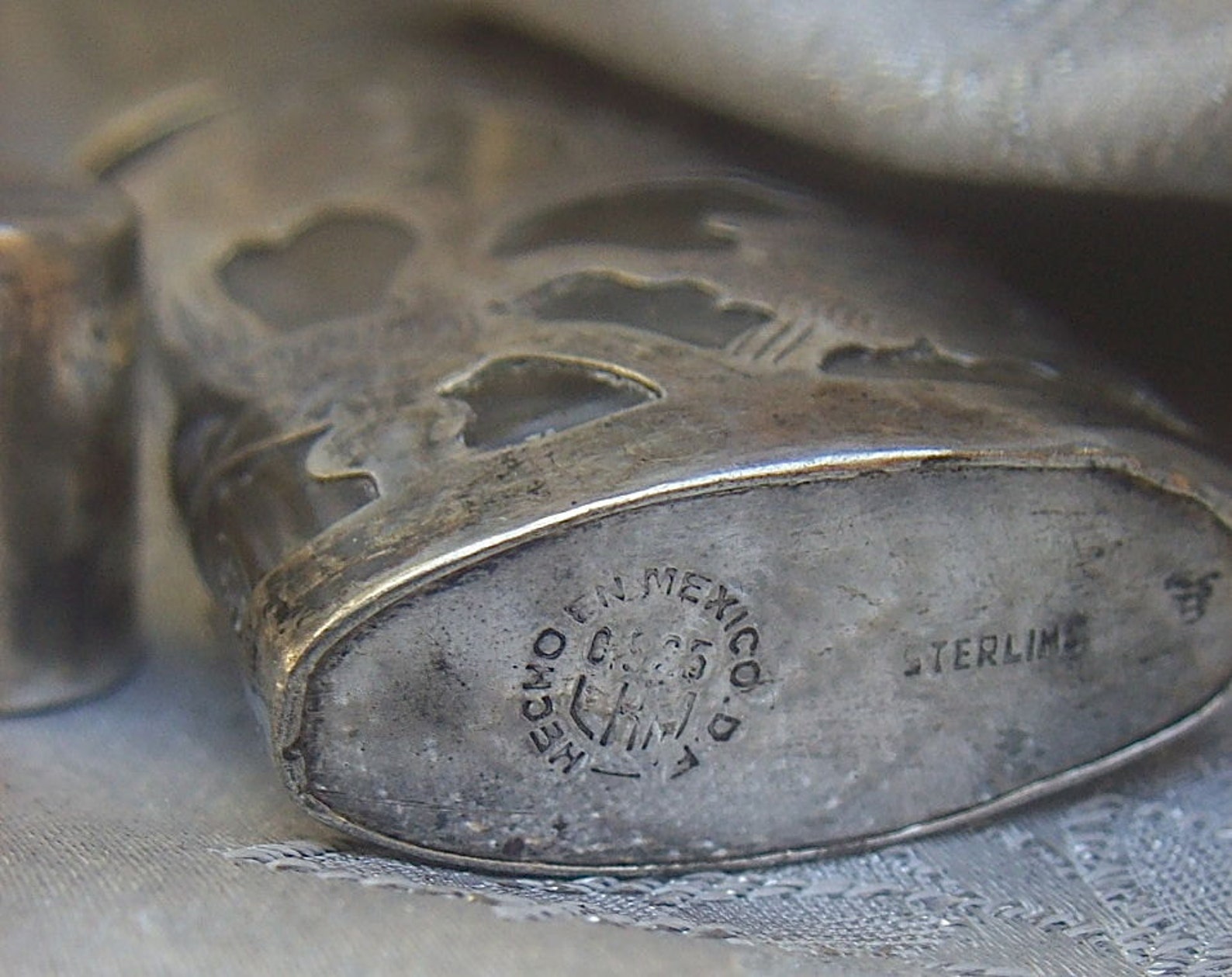 Vintage STERLING SILVER Floral Pattern Over Glass | Etsy