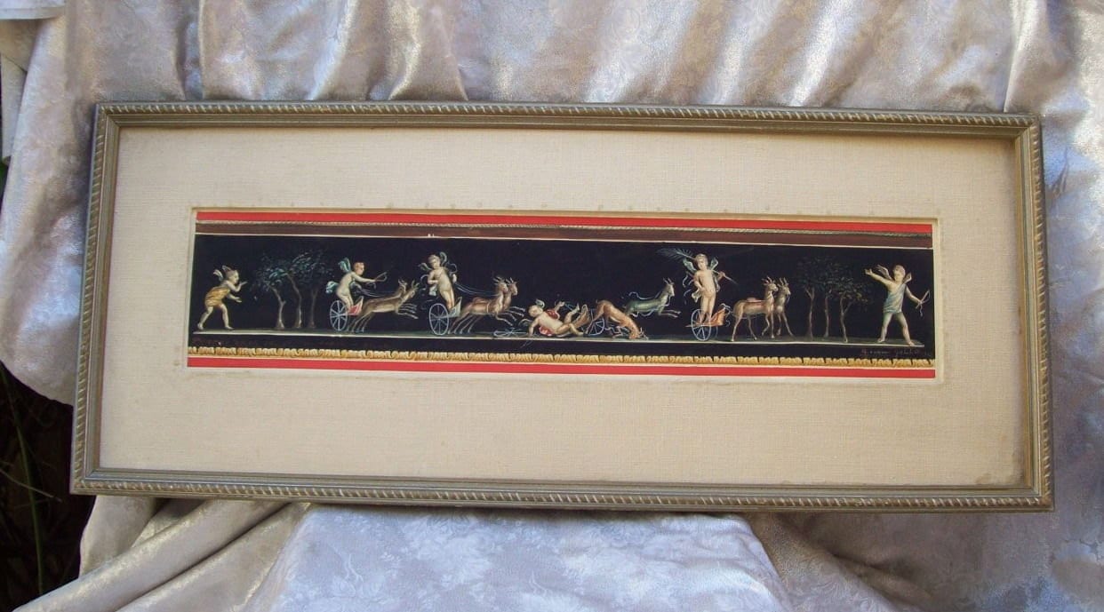 Original GIOVANNI GALLO PAINTING of Pompeiian Fresco With - Etsy