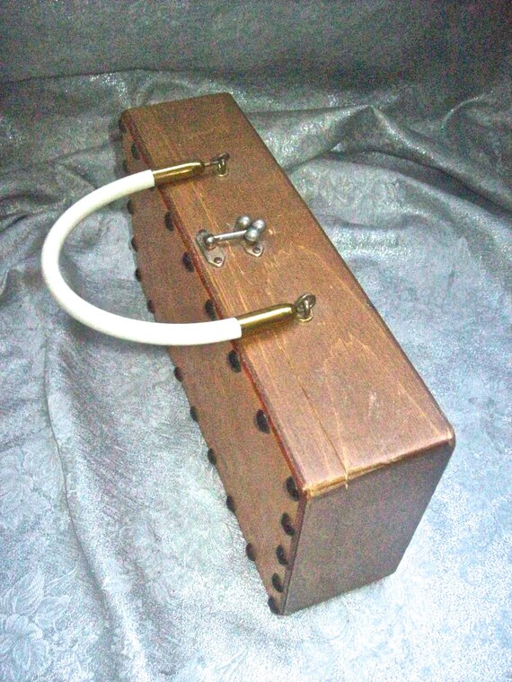 Original Circa 1960's BOX BAG Wood PURSE by Texas Tan… - Gem