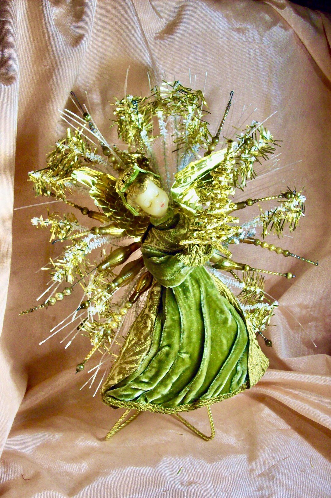 1960's KOESTEL German CHRISTMAS Wax Head ANGEL Tree Topper or Free ...