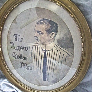 Iconic "the ARROW COLLAR Man" Oval Framed Print of Antique Magazine ...