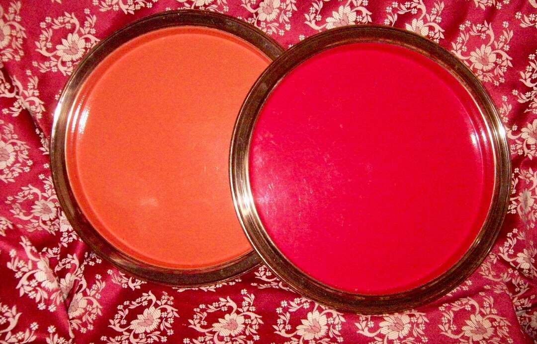 Pair of 16" FIESTA Copper Metal BAR TRAYS in Poppy Orange and Scarlet ...