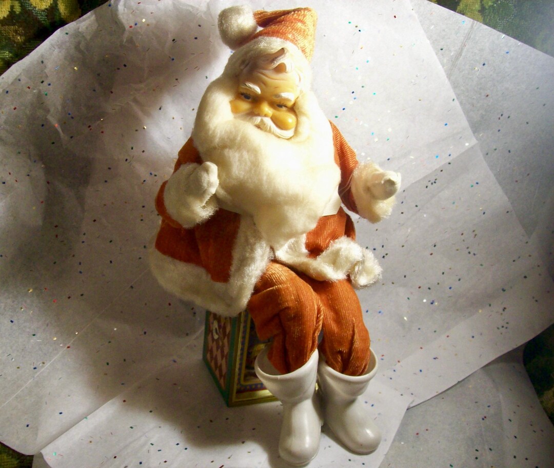 Vintage Animated SANTA CLAUS MUSICAL Seated Figurine Decoration With ...