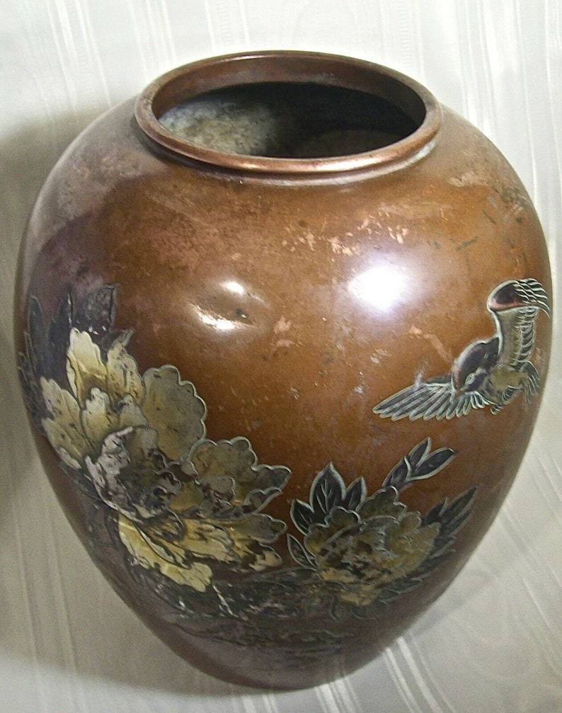 Antique JAPANESE Heavy Copper With Silver Overlay Metal - Etsy