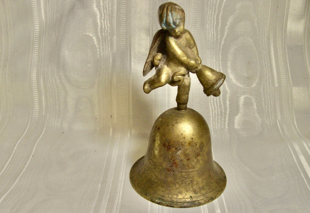 Small Antique Figural Brass Bell With ANGEL RINGING BELL Finial - Etsy