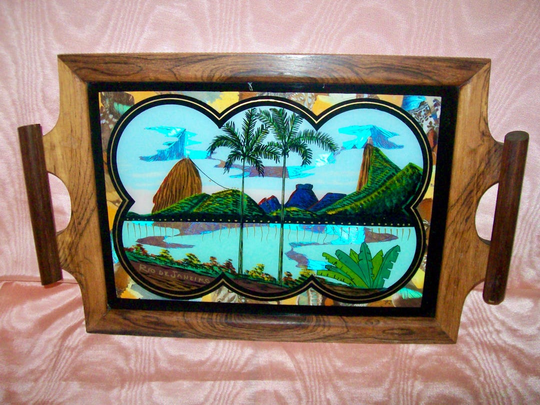 Vintage BRAZILIAN Rio De Janeiro Real BUTTERFLY Picture Reverse ...
