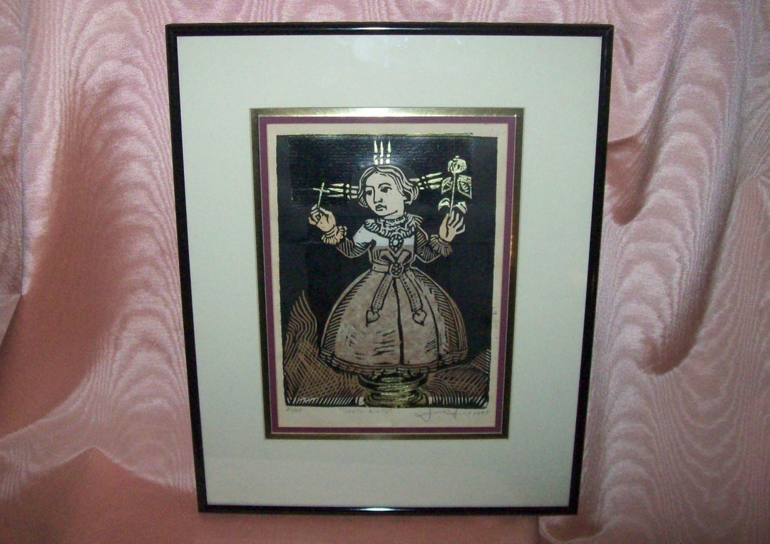 Vintage Ltd. Ed. and Signed LINOCUT / Woodblock Framed Print of a ...