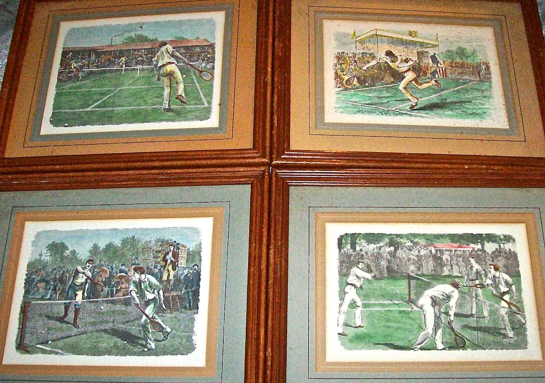 Set of 4 Framed Antique Circa 1880's Hand Colored Wood Engraving Prints ...