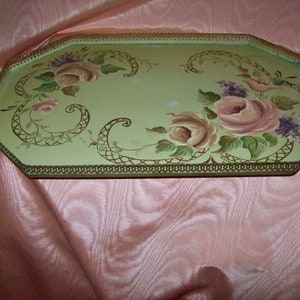 Noted TOLEWARE Artist Marian Walker Large 21 1/4" by 14" Hand Painted ...