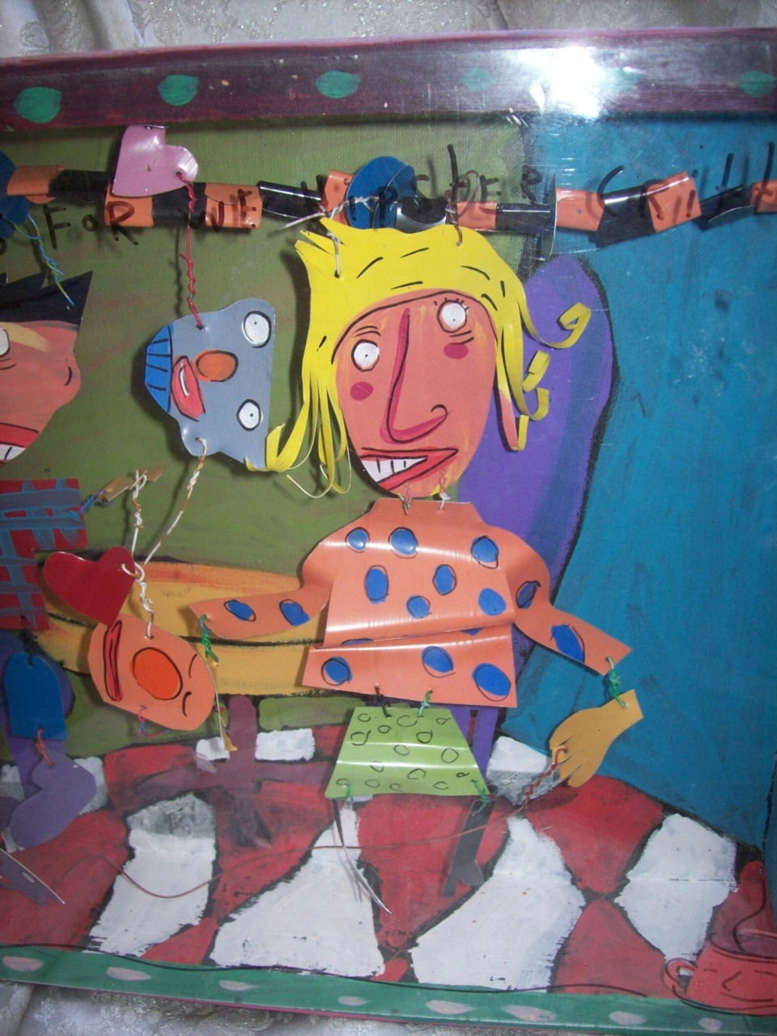 Contemporary OUTSIDER ART 3D Shadow Box w/Dangling Metal | Etsy