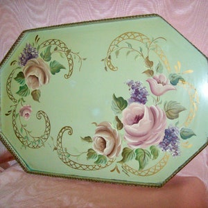 Noted TOLEWARE Artist Marian Walker Large 21 1/4" by 14" Hand Painted ...