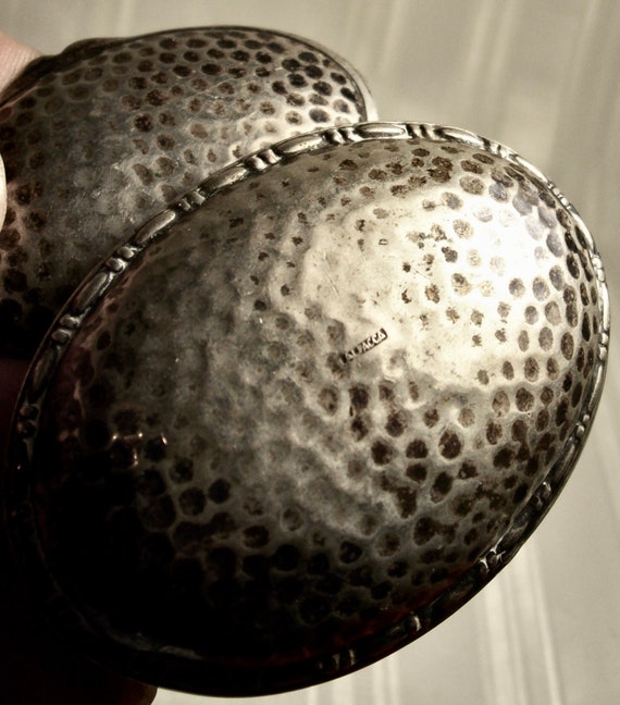 Antique ALPACA SILVER Metal Hand Wrought Oval Hinged … - Gem