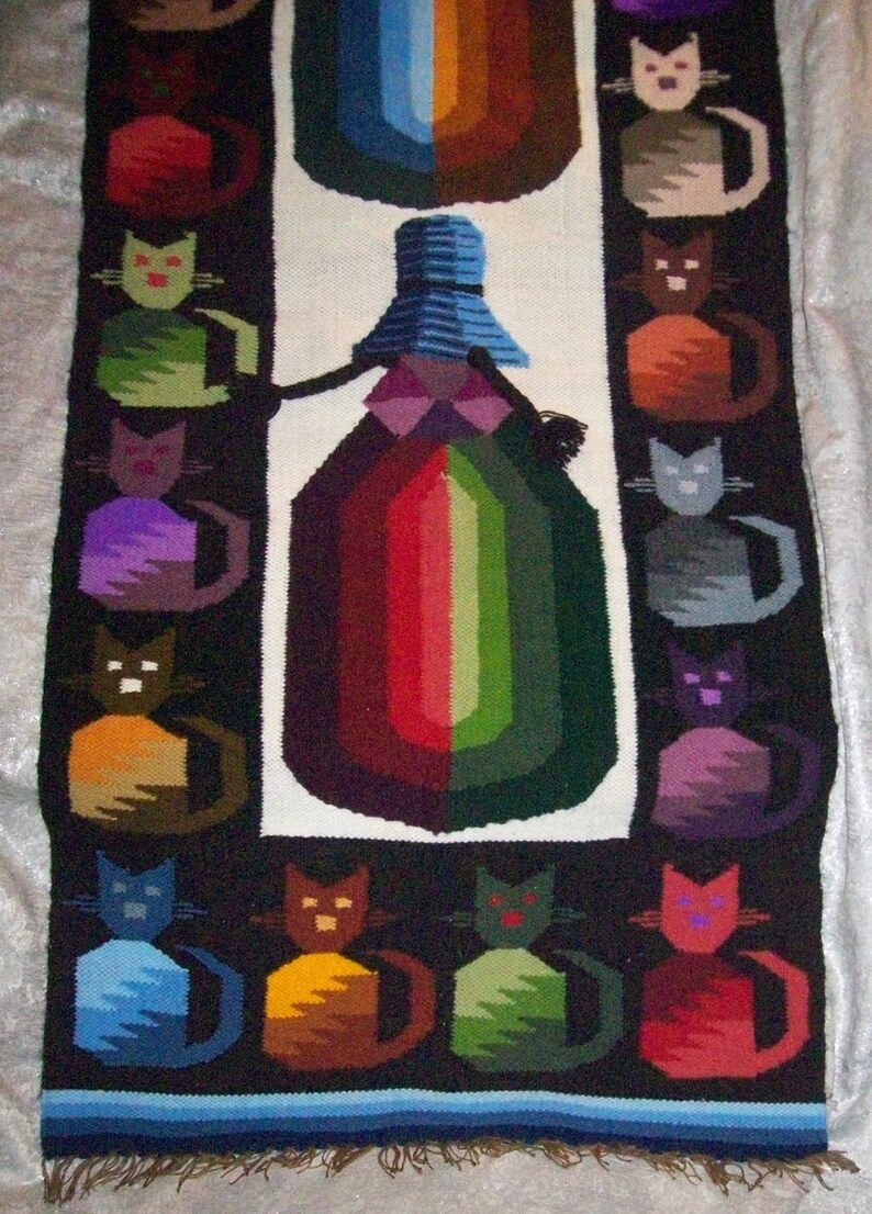 22 by 58 PERUVIAN Hand-loomed Colorful CATS 20 - Etsy
