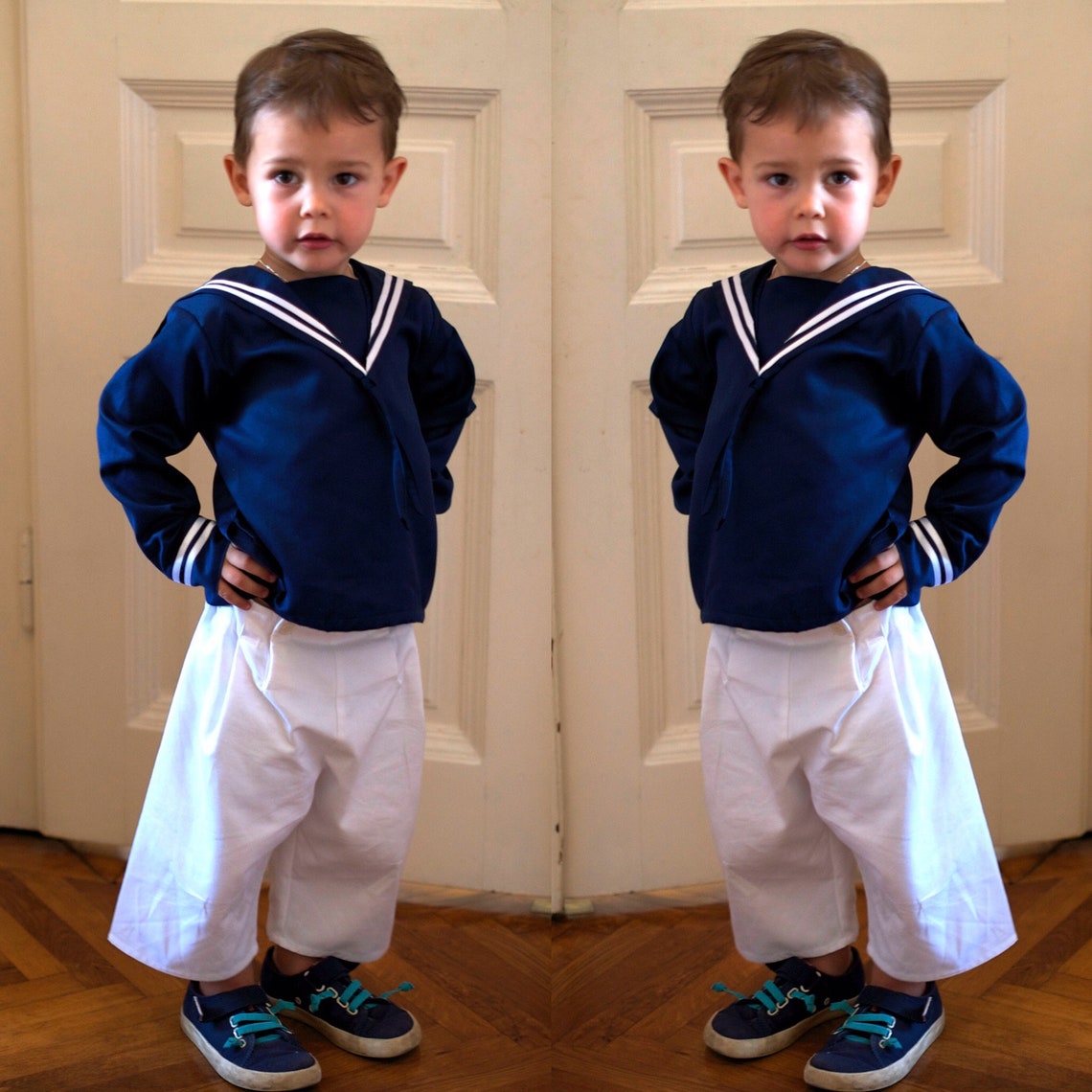 Sailor Shirt in Blue Cotton DER FESCHE FERDL Classic - Costume Marin ...