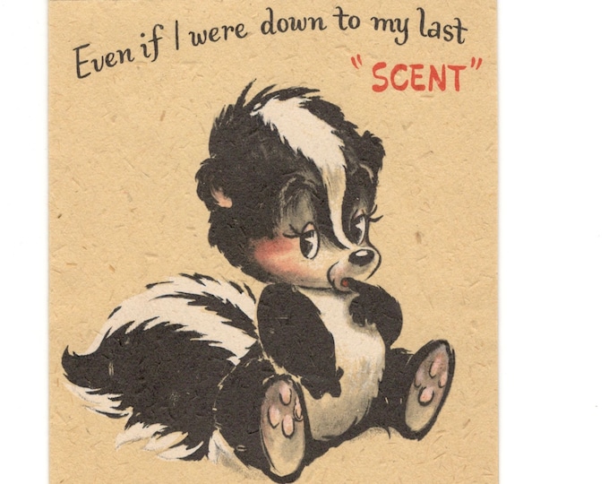 Vintage UNUSED Birthday Card Skunk Theme Down to My Last Scent but ...