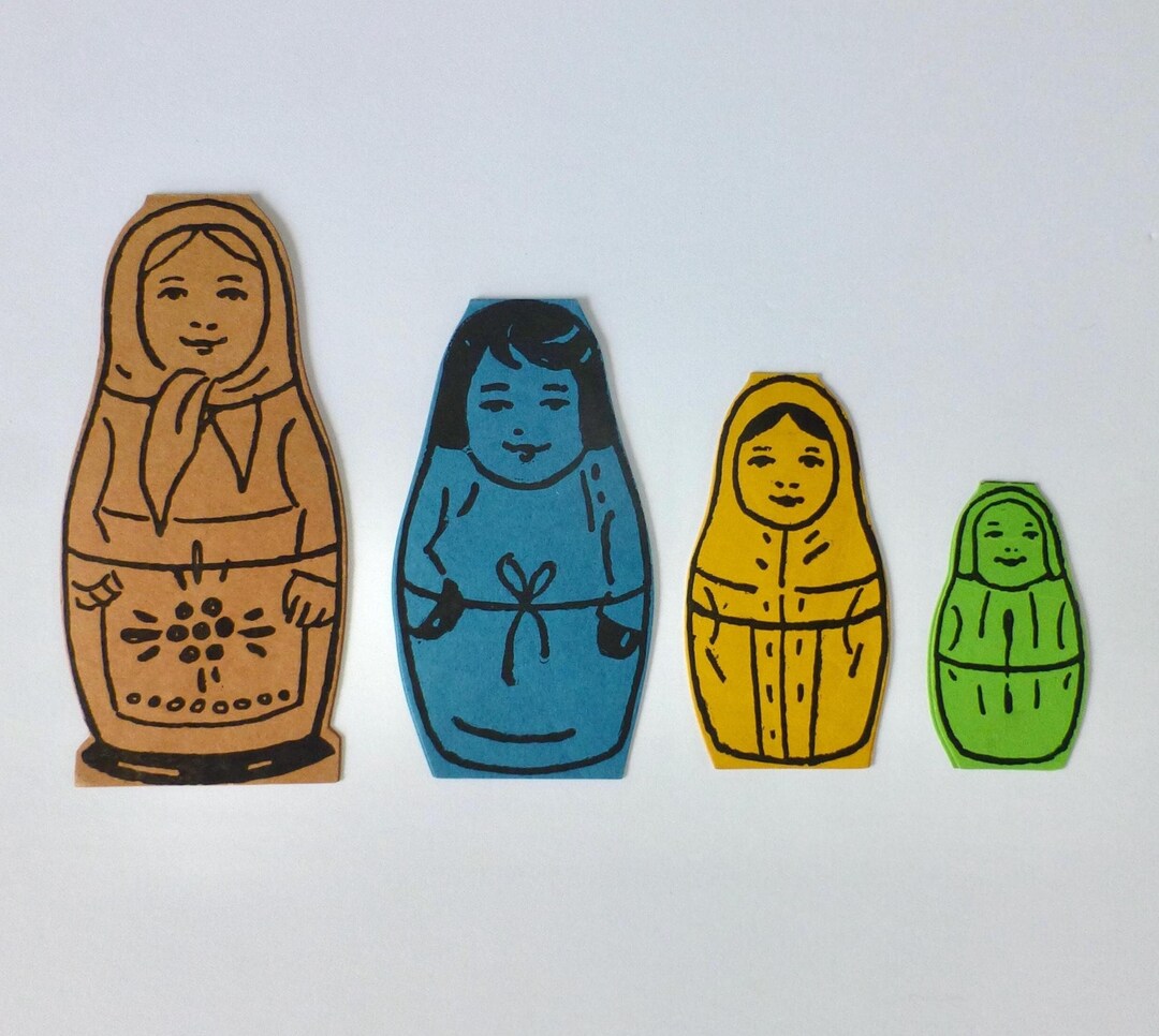 Vintage Set Nesting Dolls Matryoshka Paper Activity Toy Teaching Set ...