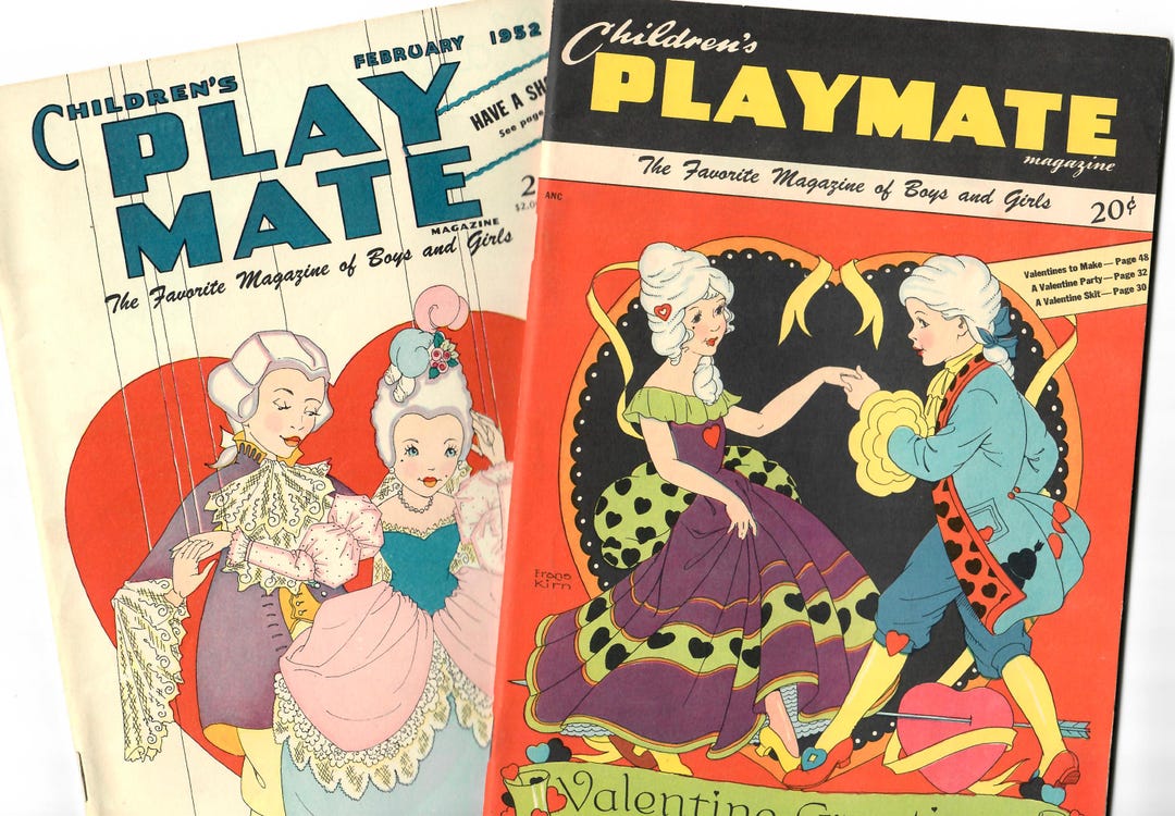 2 Vintage Children's Playmate Magazines Valentine Issues Boys Girls ...