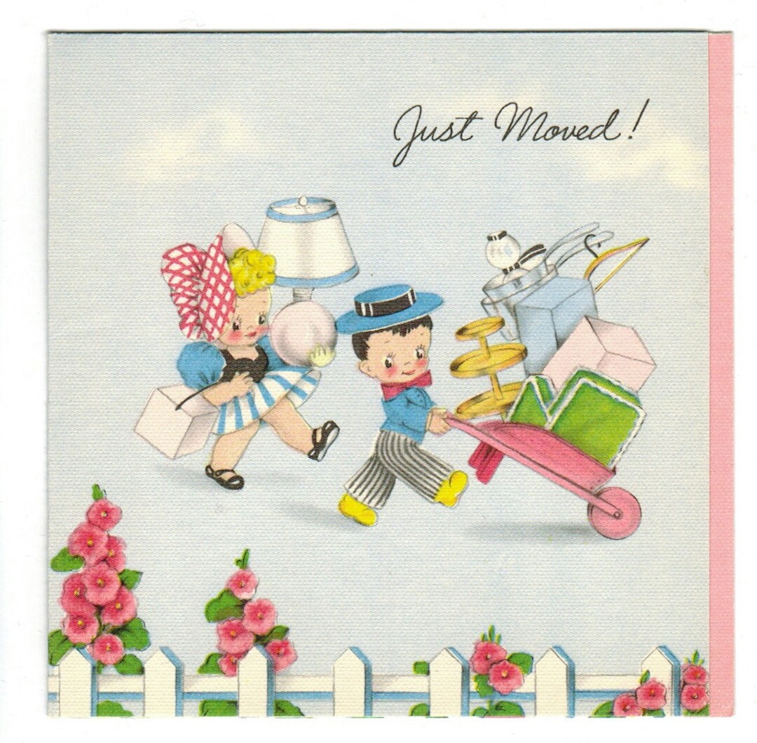 UNUSED 1940's Moving HALLMARK New Home Announcement Address Change Card ...