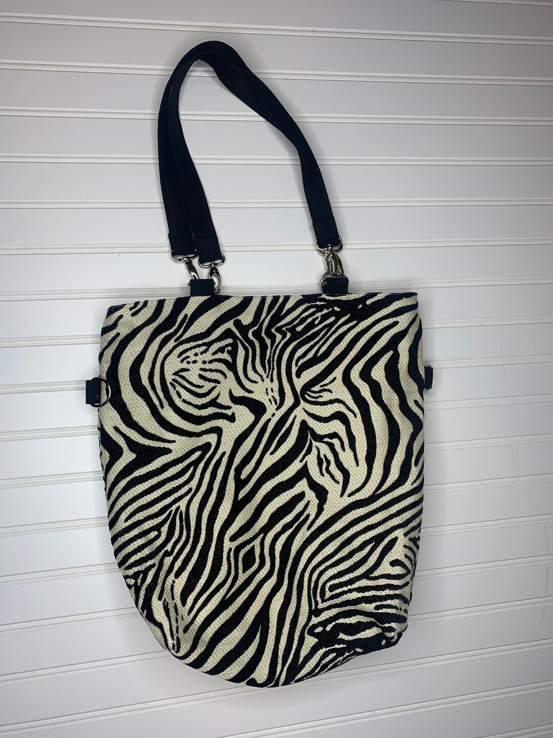Black and Cream Zebra Print Convertible Woman's Purse, Handmade Bag ...