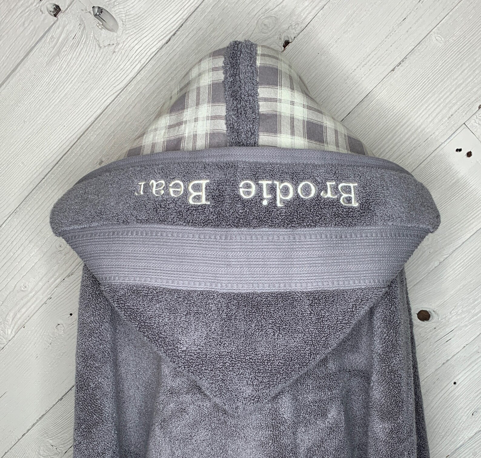 Adult Hooded Bath Towel With Plaid Flannel Personalized Adult - Etsy