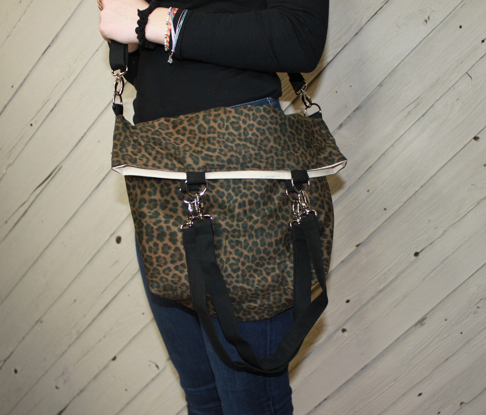 Cheetah Print Convertible Woman's Purse, Handmade Bag, Ladies Shoulder ...