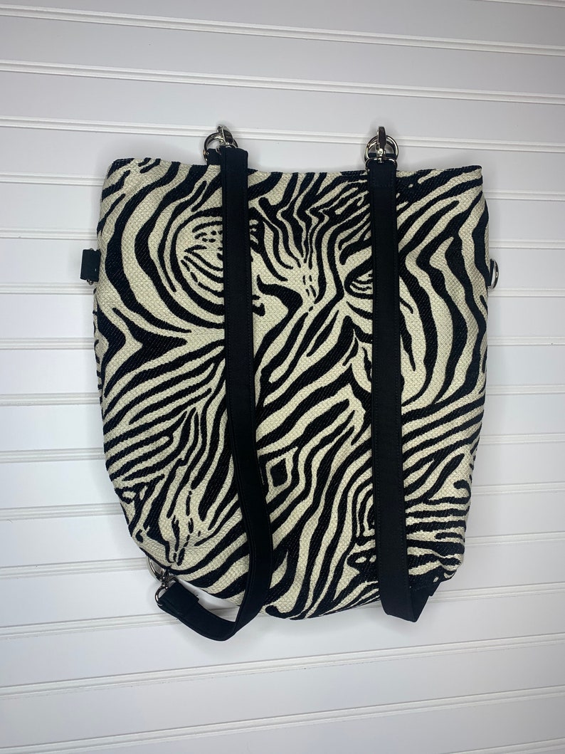 Black and Cream Zebra Print Convertible Woman's Purse, Handmade Bag ...