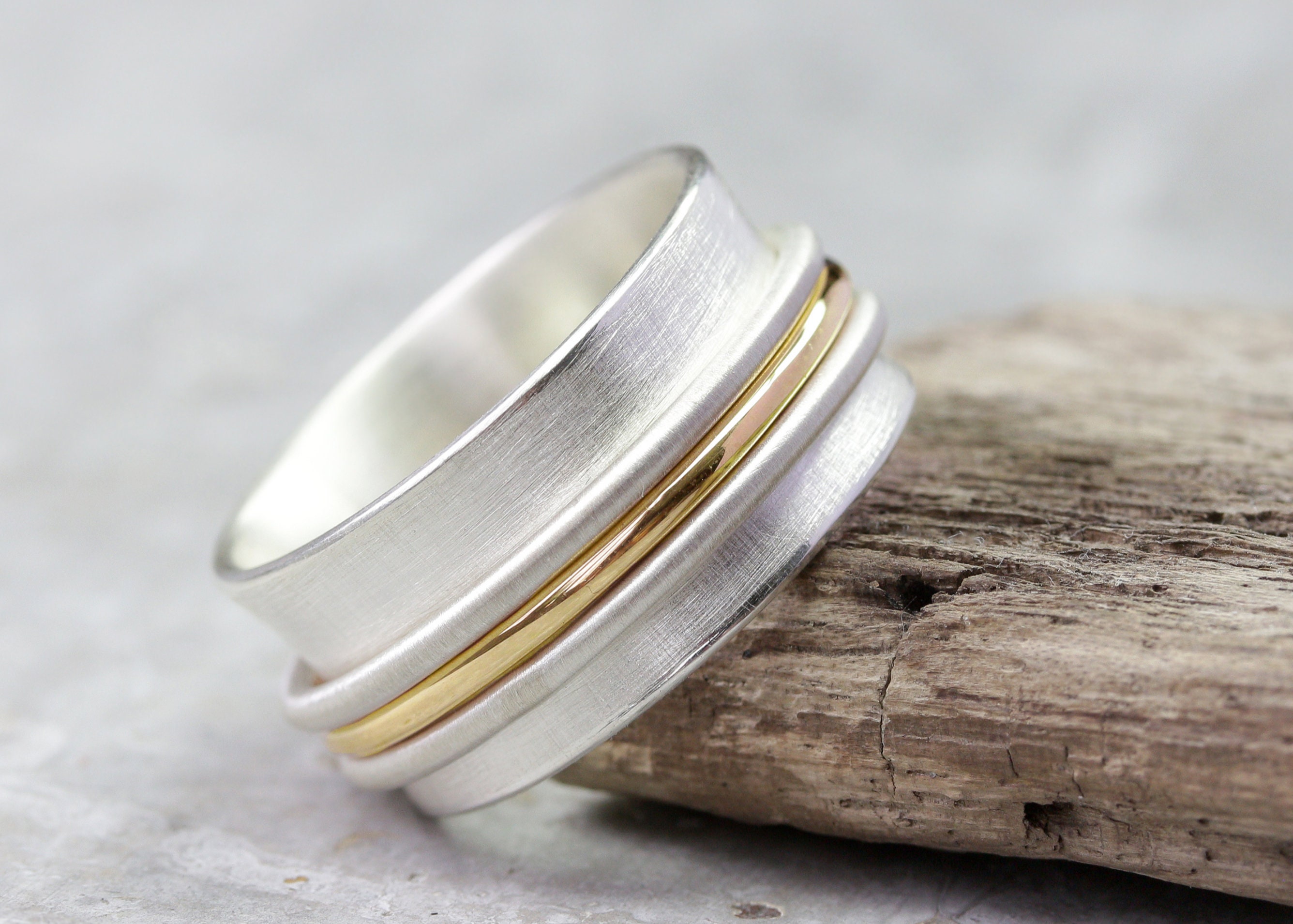 Drehring Spielring 925 Sterling Silber, Silberring mit 3 beweglichen ...