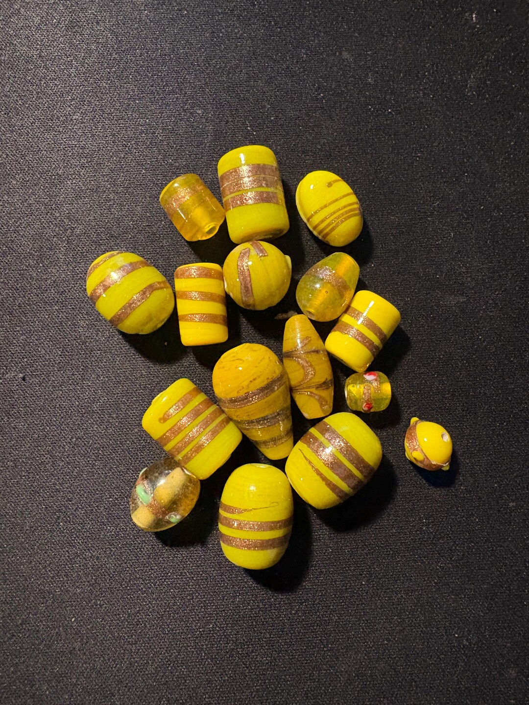 16 Yellow Glass Beads (E530) - Fancy Variety Art Deco - 4-18mm - Etsy