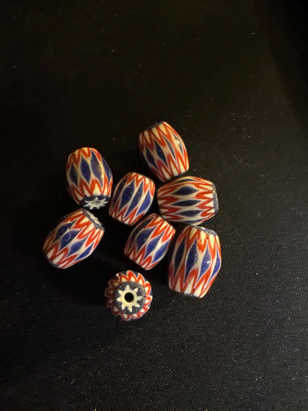 Vintage Lot Glass Trade Beads - 8 Blue Chevron Beads (E240) - Etsy