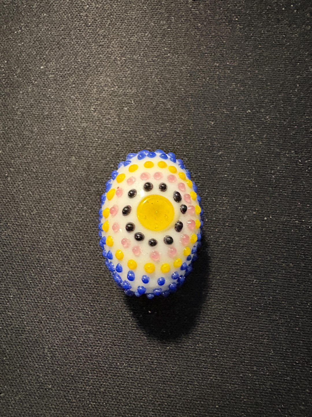 Glass Bead Raised Dots Designs, Lamp Work, (E34) - 30mm - Blue Yellow ...