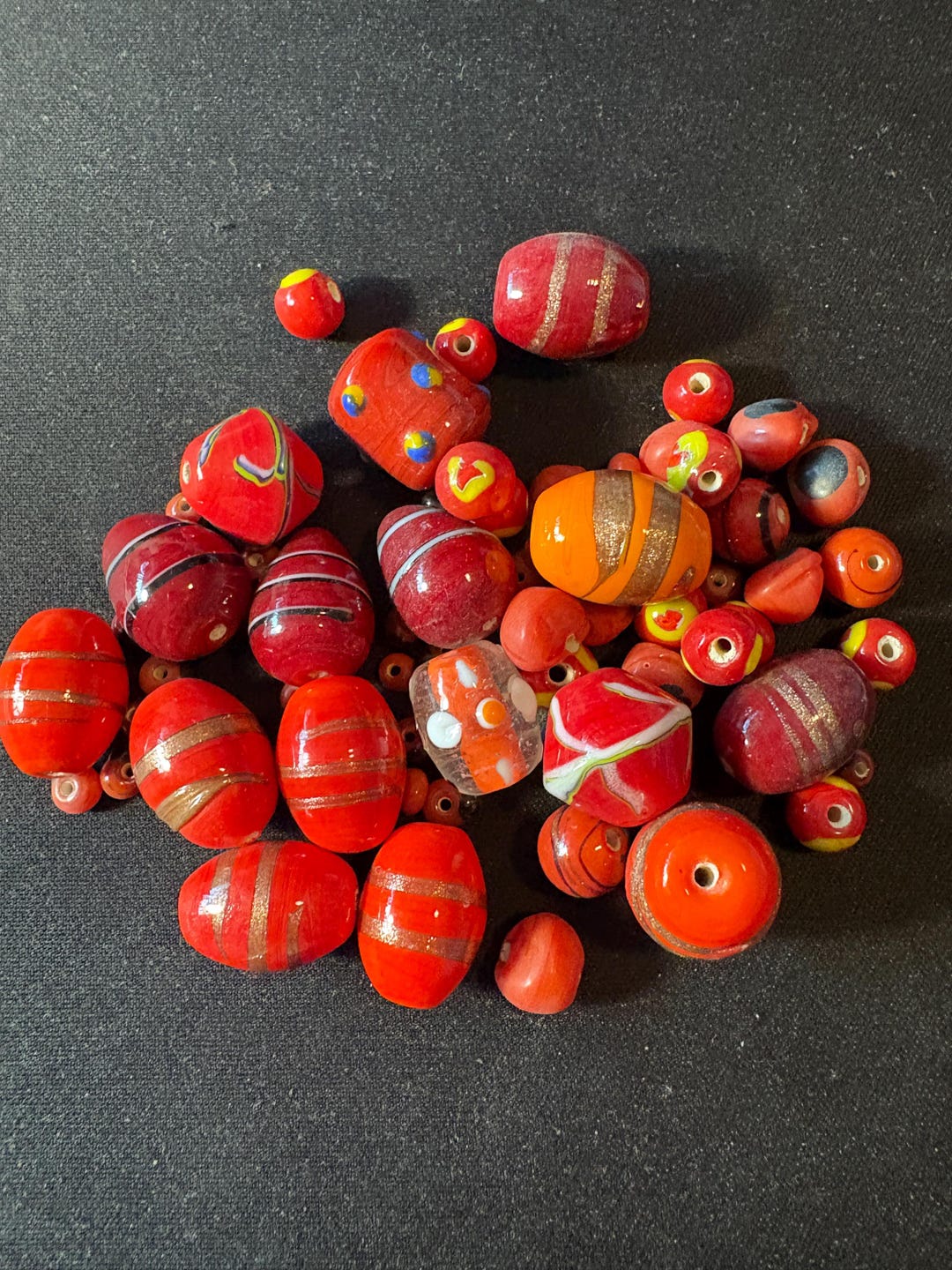 Lot Assorted Red Glass Beads - 5oz/142gr (E1298) Fancy Design Swirls - Etsy