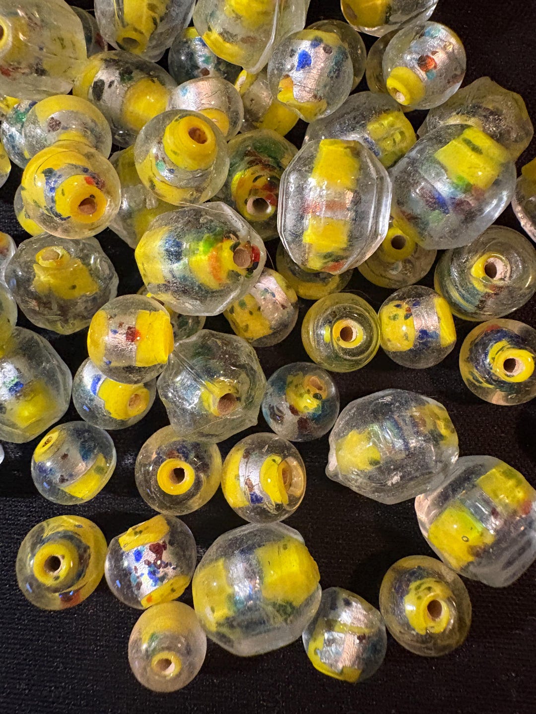 100 Grams - Glass Beads - (E439) Foil Design Fancy 5-10mm, Yellow - Etsy