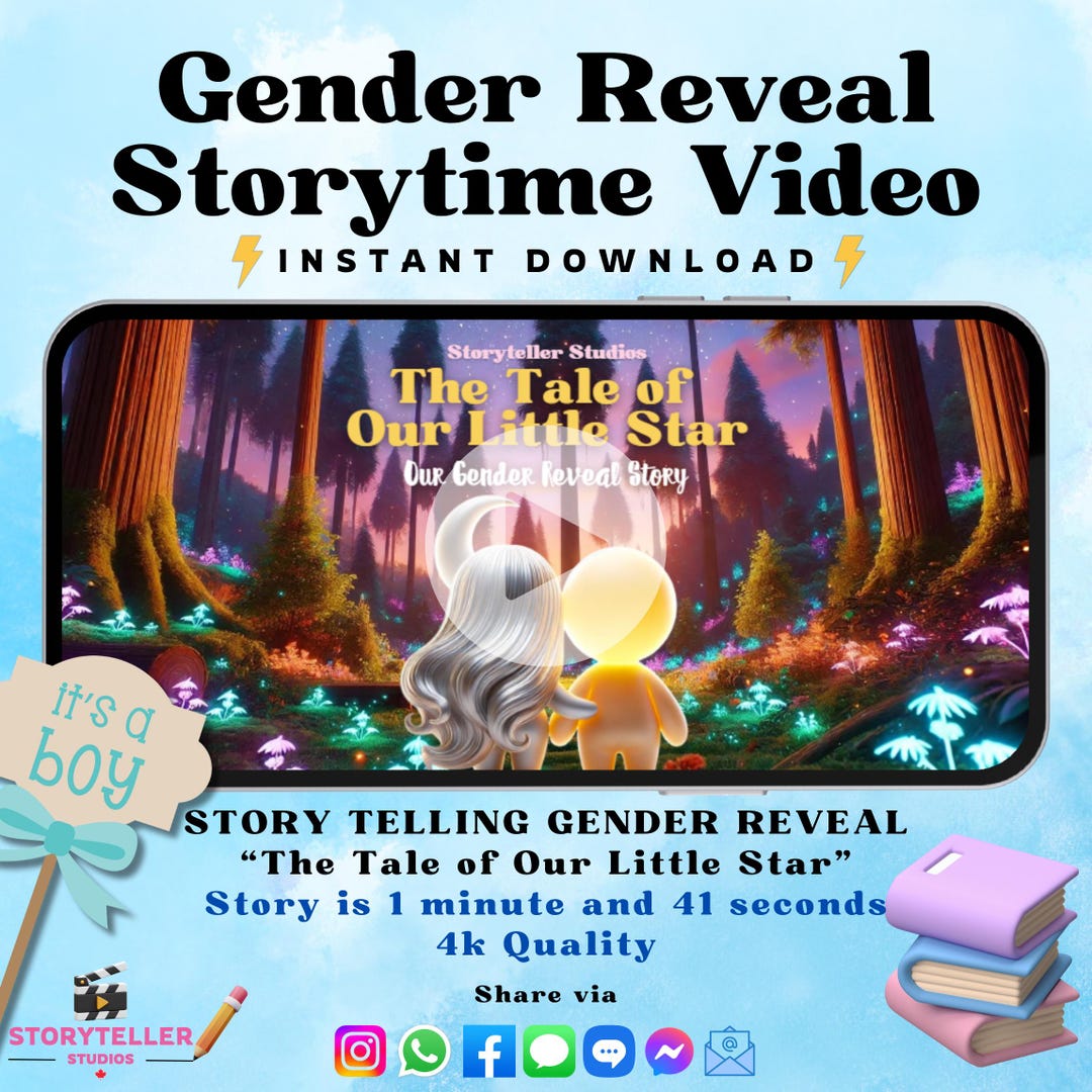 INSTANT DOWNLOAD BOY Gender Reveal Announcement Storytime Video the ...