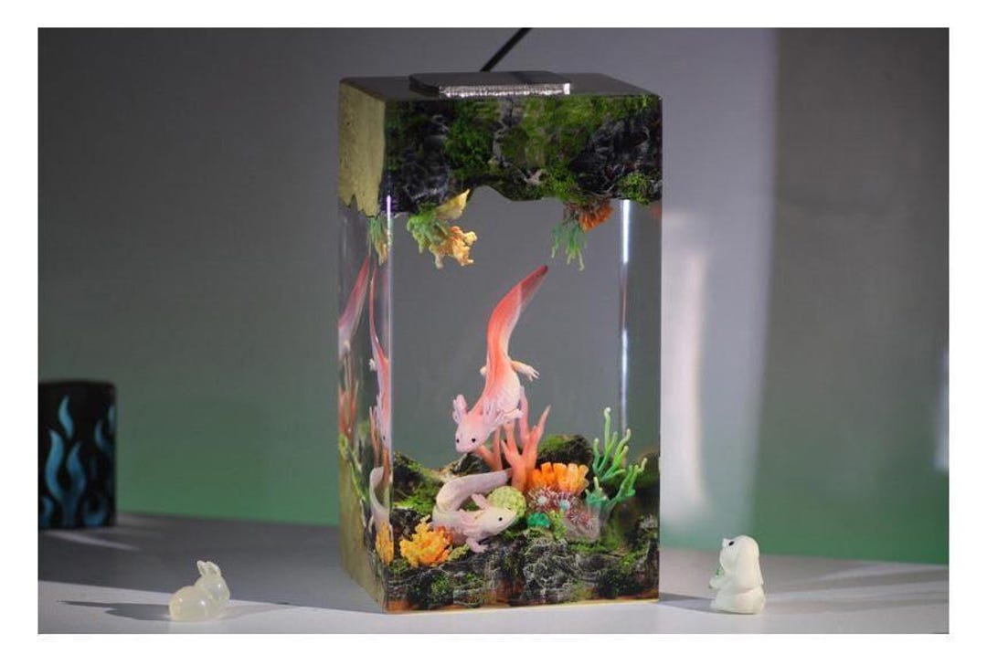 Axolotl Resin Lamp, Mexican Salamander Resin Art Lamp, Unique Resin ...