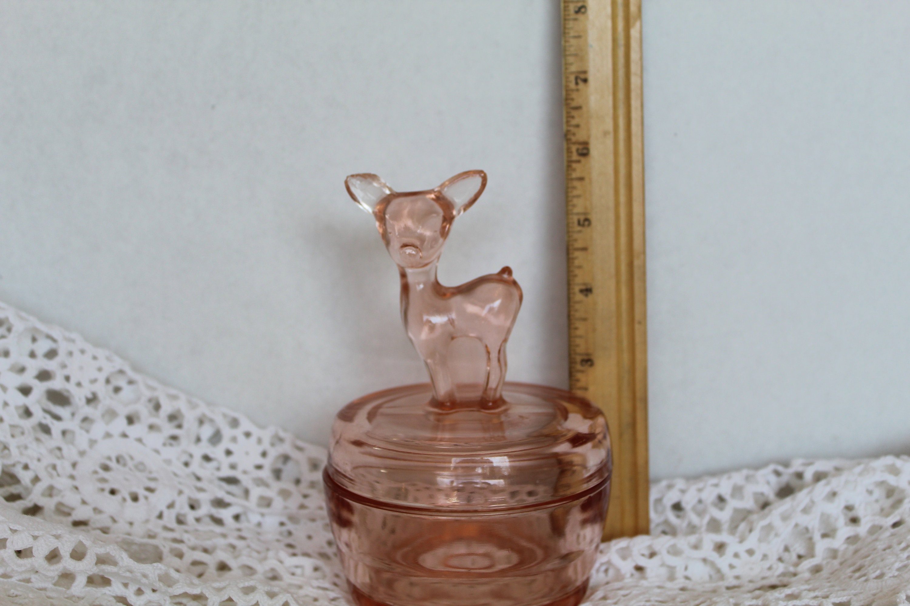 Vintage Glass Deer Trinket Box With Lid Candy Dish Powder Holder for ...