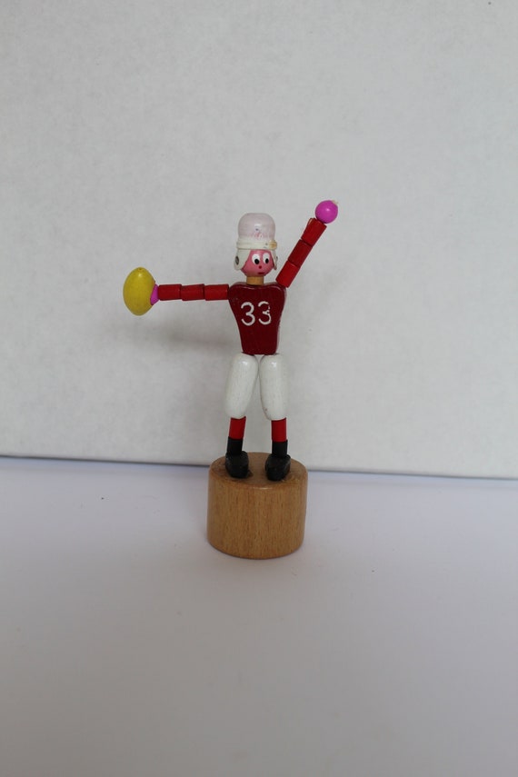 Vintage Football Player Wooden Puppet Collapsible Finger Push - Etsy