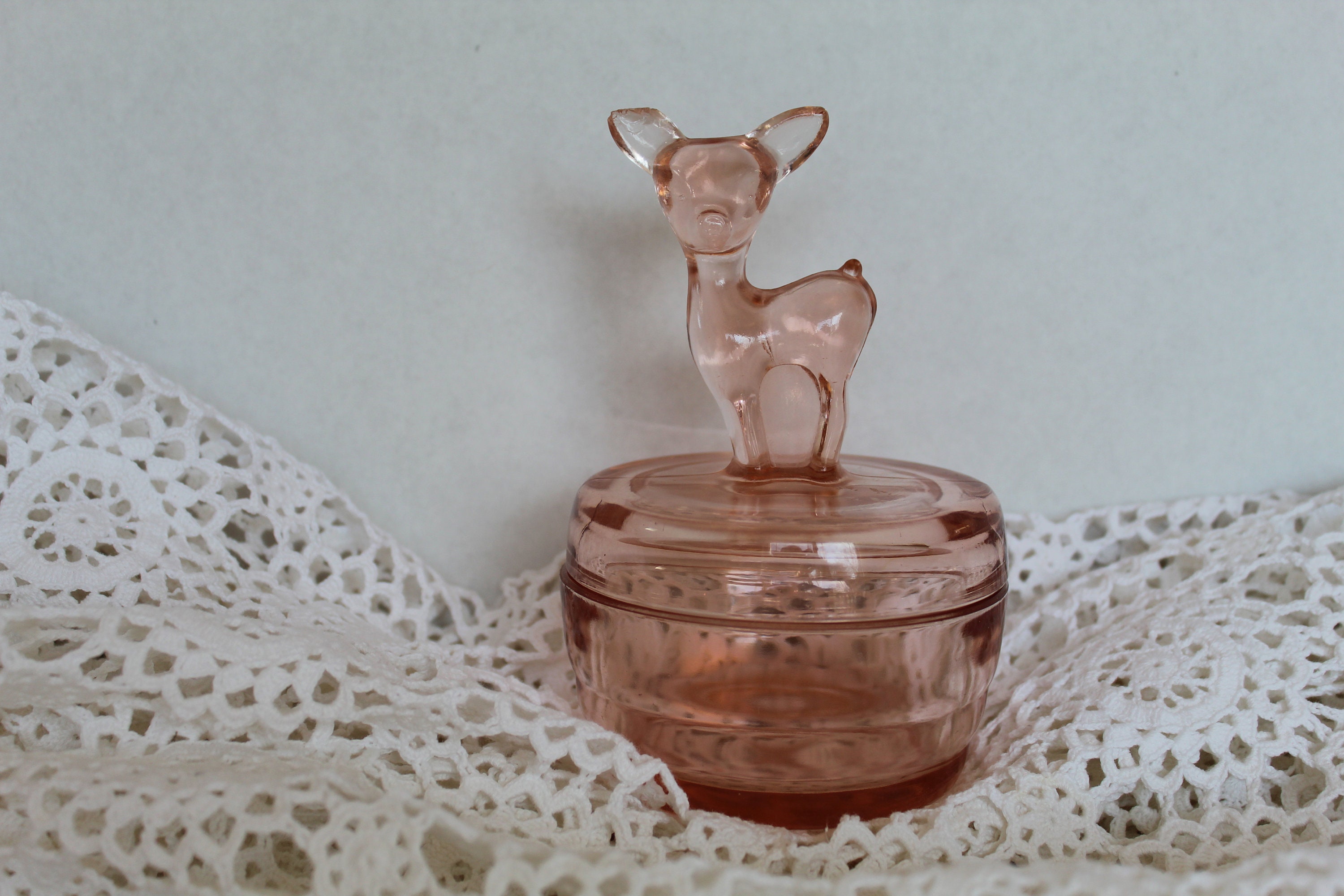 Vintage Glass Deer Trinket Box With Lid Candy Dish Powder Holder for ...