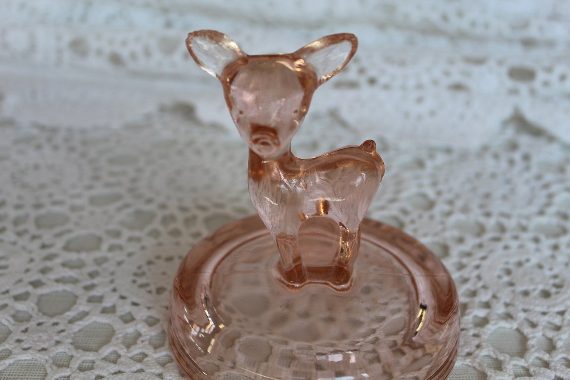 Vintage Glass Deer Trinket Box With Lid Candy Dish Powder Holder for ...