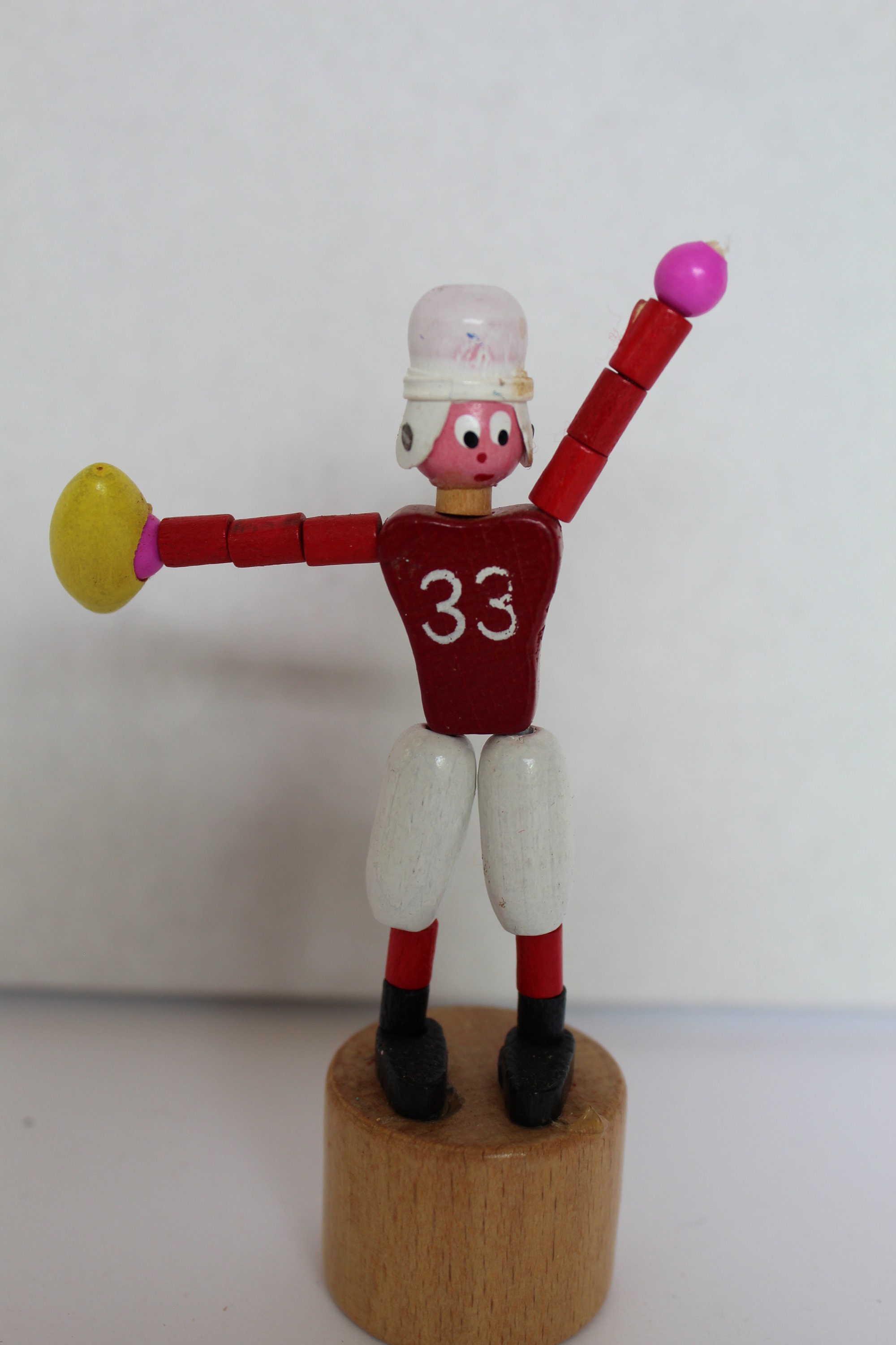 Vintage Football Player Wooden Puppet Collapsible Finger Push - Etsy