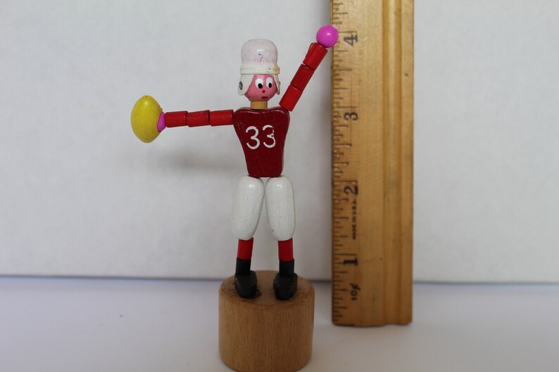 Vintage Football Player Wooden Puppet Collapsible Finger Push - Etsy
